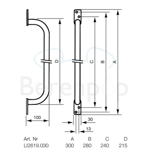 kozijnbeugel - Handicare (Linido) kozijnbeugel 300mm wit